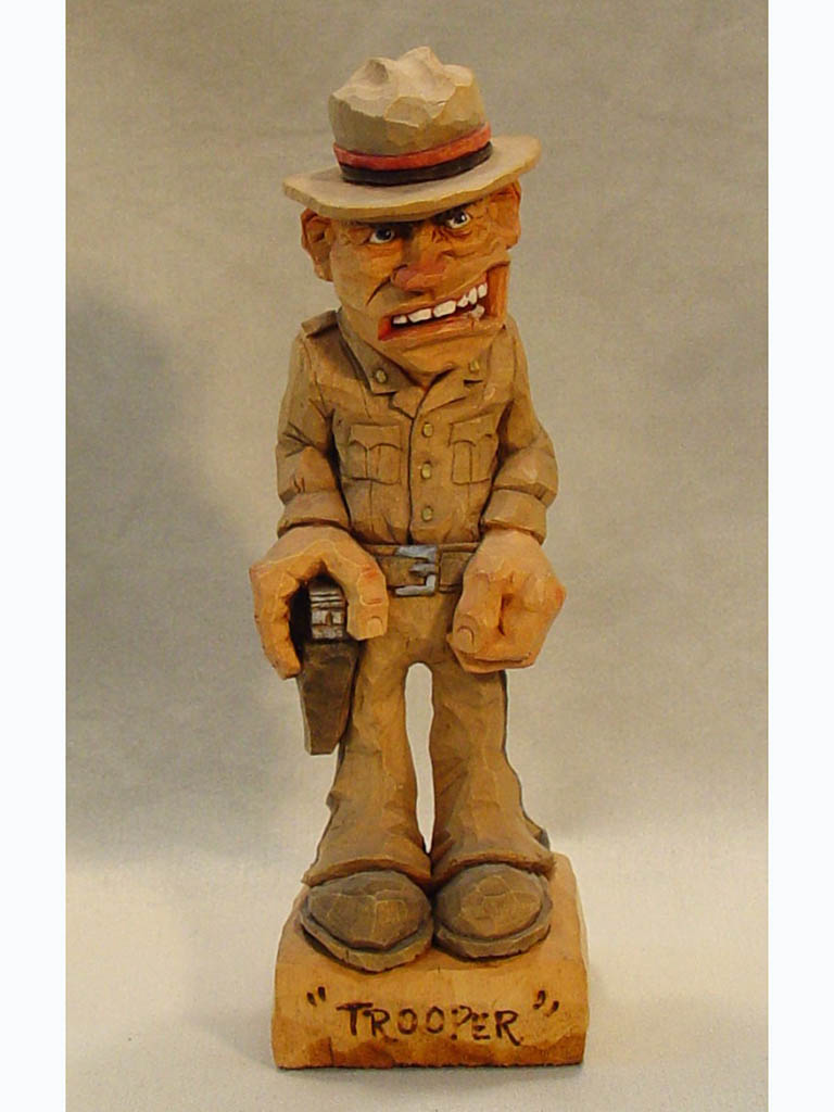 EC323 – Trooper by Peter Ortel, Signed, 8″ – Randy Landen Woodcarving